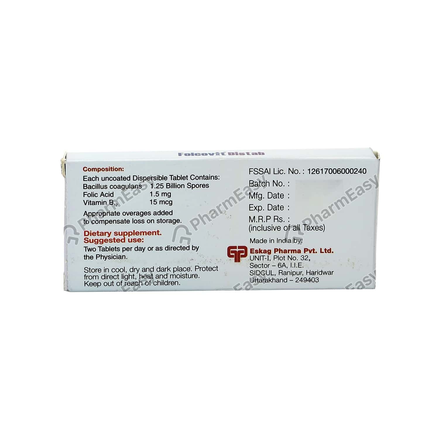 Buy Folcovit Distab Strip Of 10 Tablets Online at Flat 18% OFF* | PharmEasy