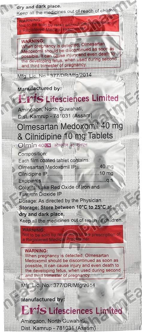 Olmin Ln 40mg Strip Of 10 Tablets: Uses, Side Effects, Price & Dosage ...