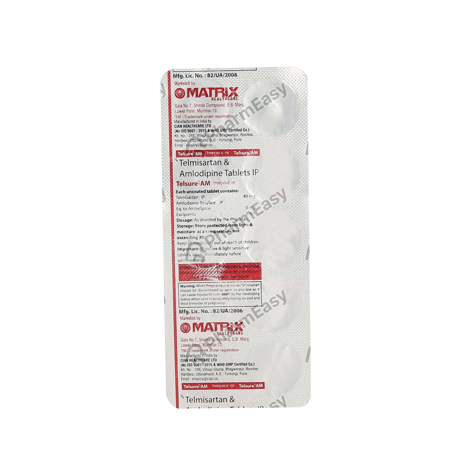 Buy Telsure Am 40mg Tablet Online at Flat 18% OFF* | PharmEasy