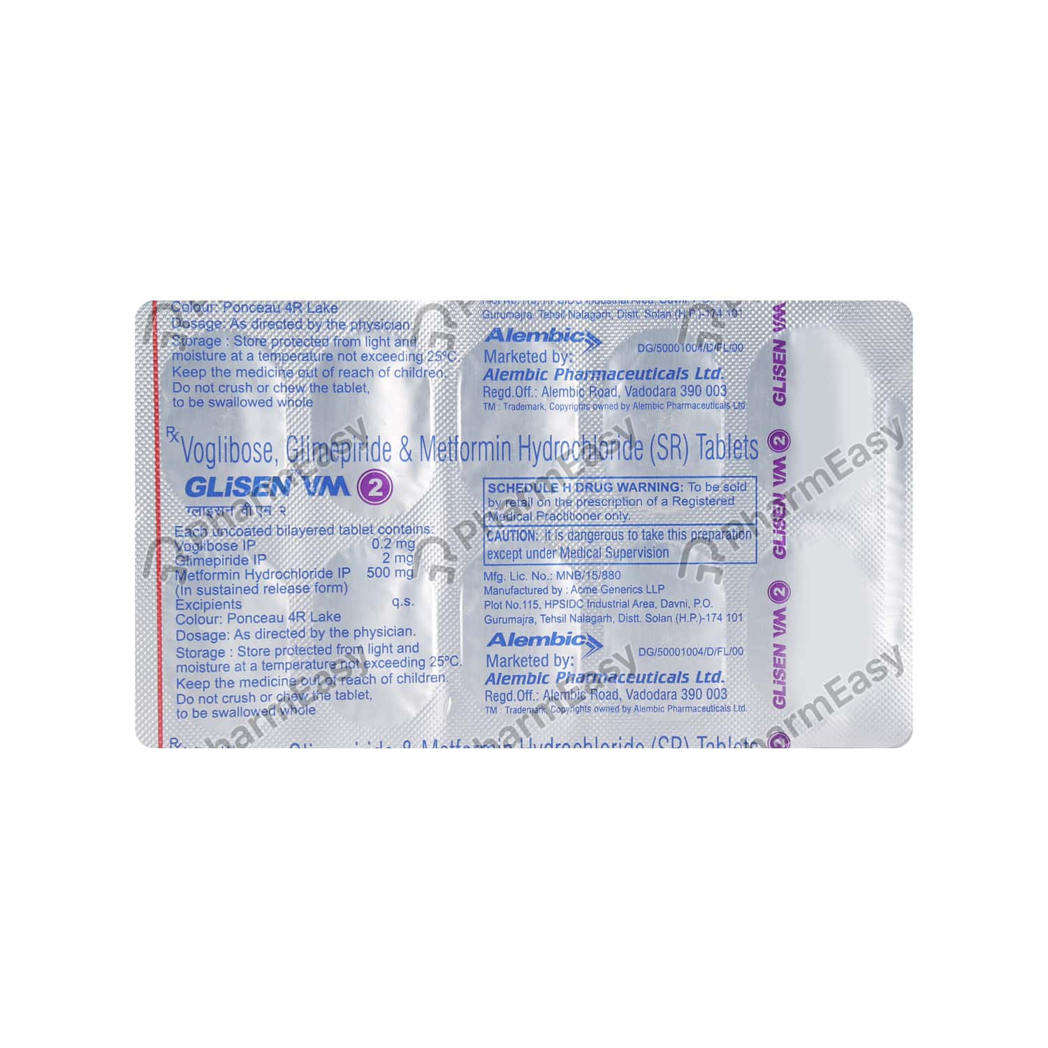Glisen Vm 2mg Strip Of 10 Tablets - Uses, Side Effects, Dosage ...