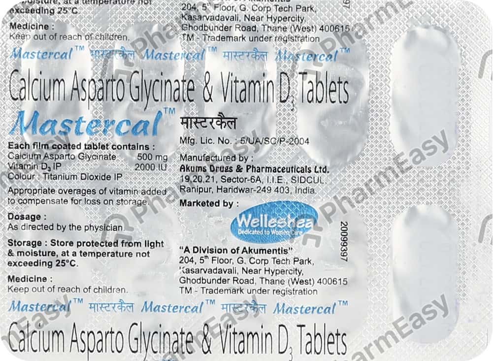 Mastercal Strip Of 10 Tablets: Uses, Side Effects, Price & Dosage ...