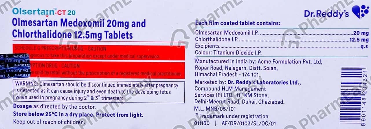 Olsertain Ct 20mg Strip Of 10 Tablets: Uses, Side Effects, Price ...