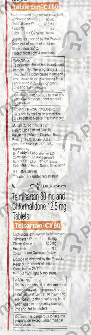 Telsartan Ct 80mg Strip Of 10 Tablets: Uses, Side Effects, Price ...