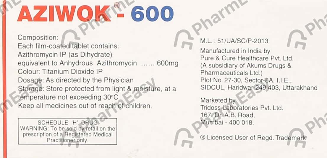 Aziwok 600 MG Tablet (5): Uses, Side Effects, Price & Dosage | PharmEasy