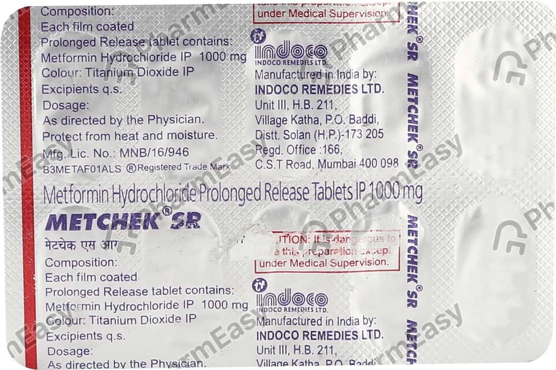Metchek Sr 1 G Tablet (10): Uses, Side Effects, Price & Dosage | PharmEasy