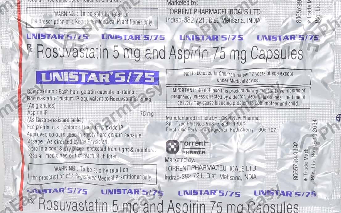 Unistar 5/75mg Strip Of 10 Capsules: Uses, Side Effects, Price & Dosage ...
