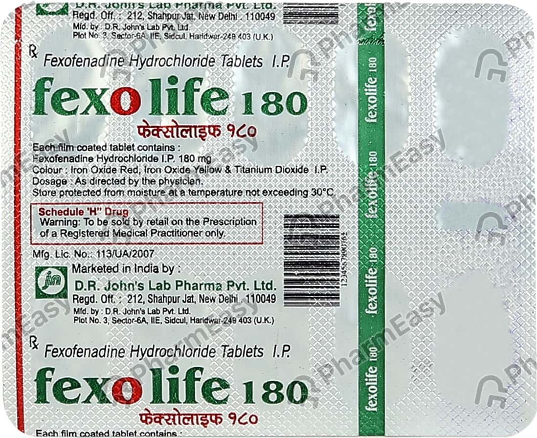 Fexolife 180 MG Tablet (10): Uses, Side Effects, Price & Dosage | PharmEasy