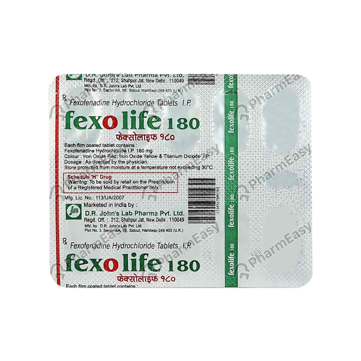 Fexolife 180mg Tab - Uses, Side Effects, Dosage, Composition & Price ...