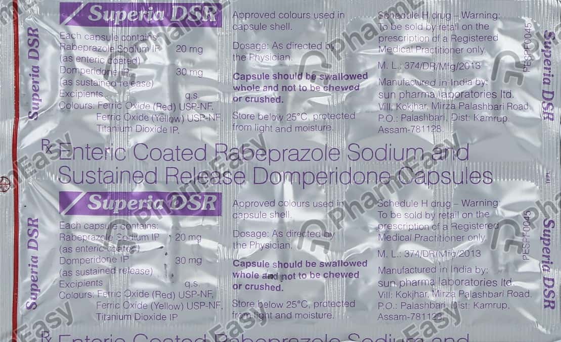 Superia Dsr Strip Of 10 Capsules: Uses, Side Effects, Price & Dosage ...