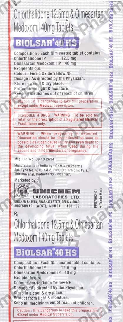 Biolsar Hs 40mg Tablet: Uses, Side Effects, Price & Dosage | PharmEasy