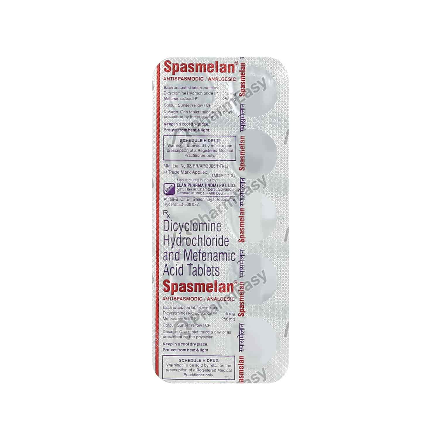Buy Spasmelan Tablet Online at Flat 18% OFF* | PharmEasy