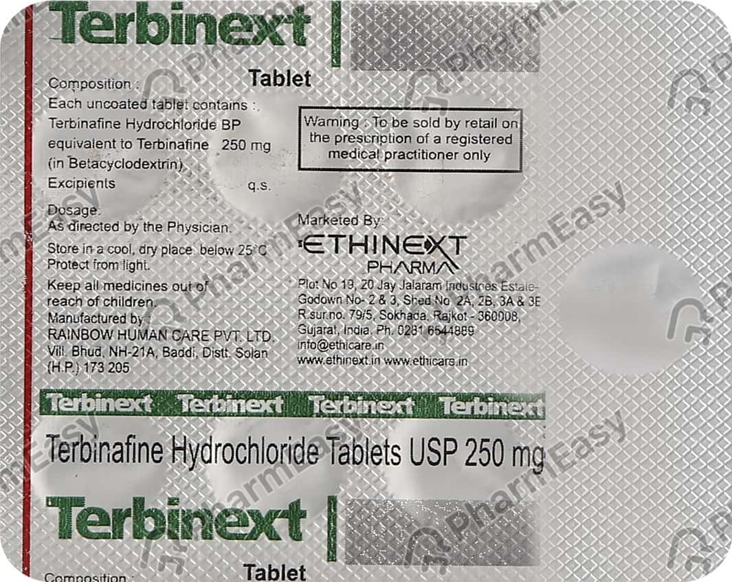 Terbinext 250 MG Tablet (7): Uses, Side Effects, Price & Dosage | PharmEasy