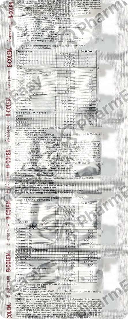 Buy B Colen Ns Strip Of 10 Tablets Online at Flat 15% OFF | PharmEasy
