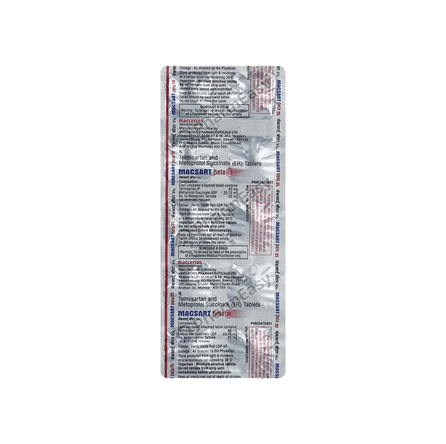Macsart Beta 25mg Tablet - Uses, Side Effects, Dosage, Composition ...