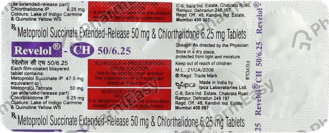 Buy Revelol Ch 50/6.25mg Strip Of 10 Tablets Online at Flat 15% OFF ...