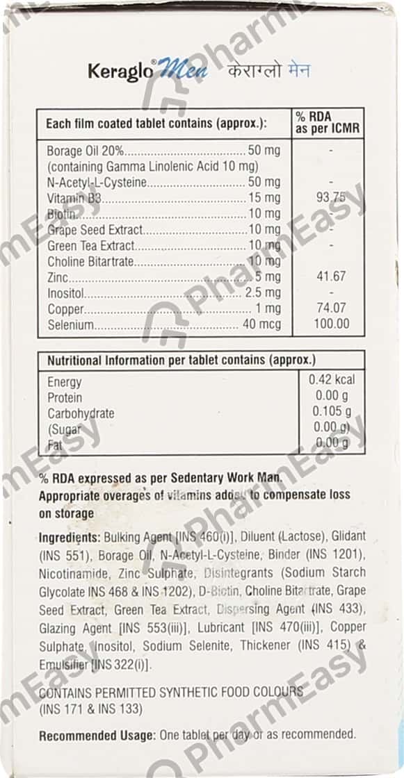 Keraglo Men Bottle Of 30 Tablets: Uses, Side Effects, Price, Dosage ...