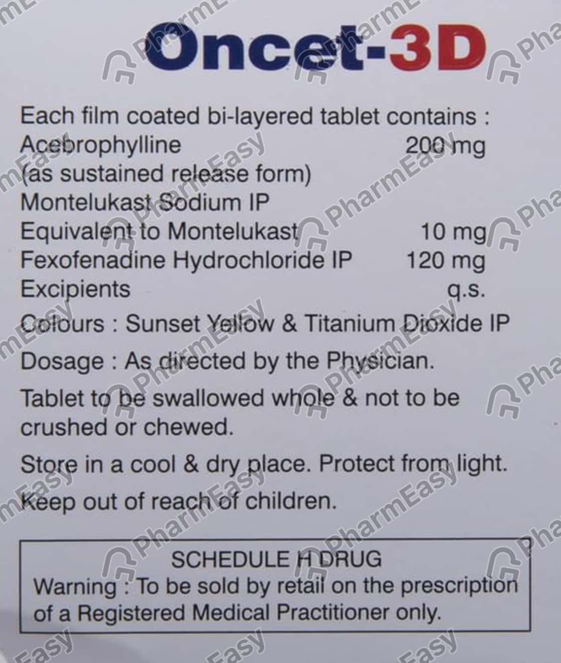 Oncet 3d Strip Of 10 Tablets: Uses, Side Effects, Price & Dosage ...