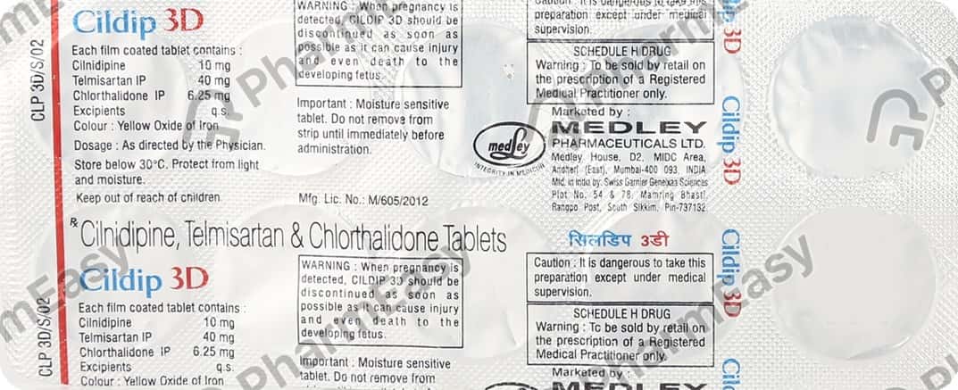 Cildip 3d Strip Of 10 Tablets: Uses, Side Effects, Price & Dosage ...