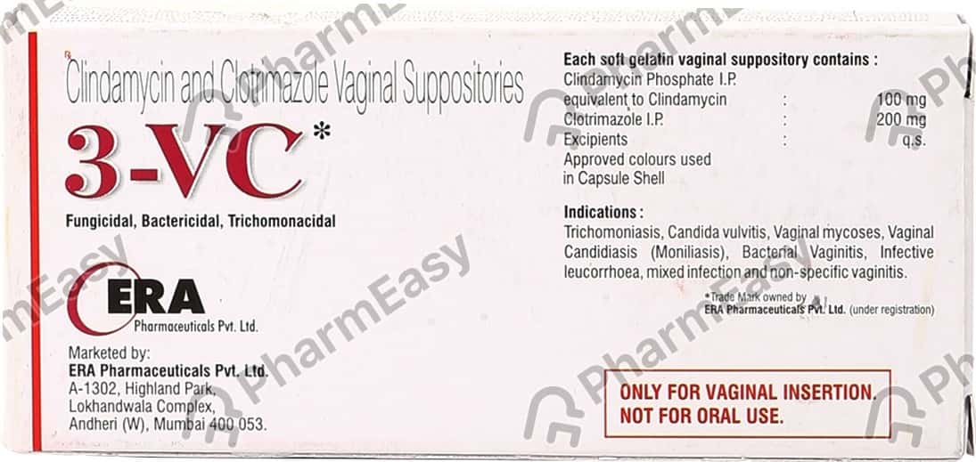 3vc Vag Box Of 3 Vaginal Suppositories: Uses, Side Effects, Price ...