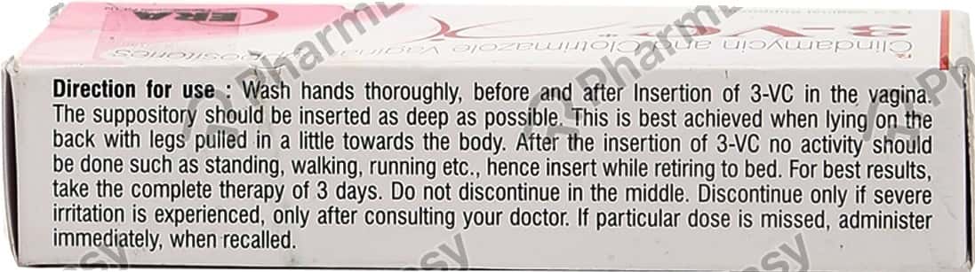 3vc Vag Box Of 3 Vaginal Suppositories: Uses, Side Effects, Price ...