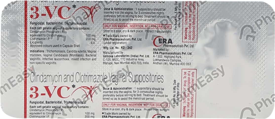 3vc Vag Box Of 3 Vaginal Suppositories: Uses, Side Effects, Price ...