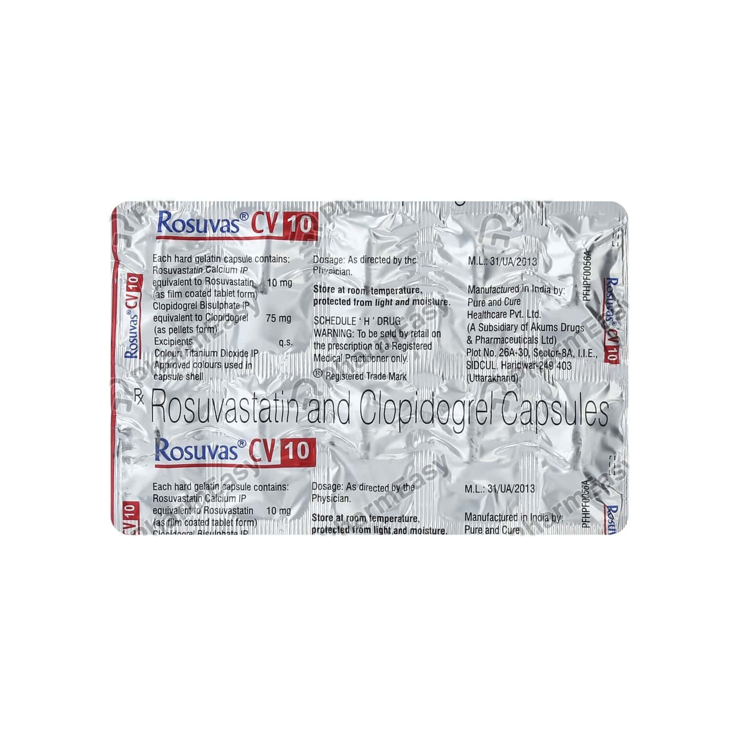 Rosuvas Cv 10mg Strip Of 10 Capsules: Uses, Side Effects, Price ...