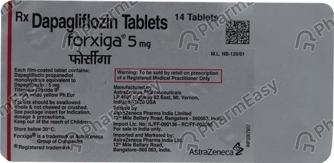 Forxiga 5 MG Tablet (14): Uses, Side Effects, Price, Dosage ...