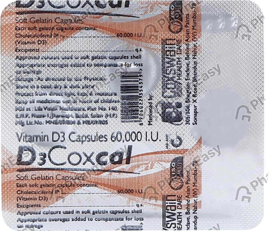 D3 Coxcal 60000 IU Capsule (4): Uses, Side Effects, Price & Dosage ...
