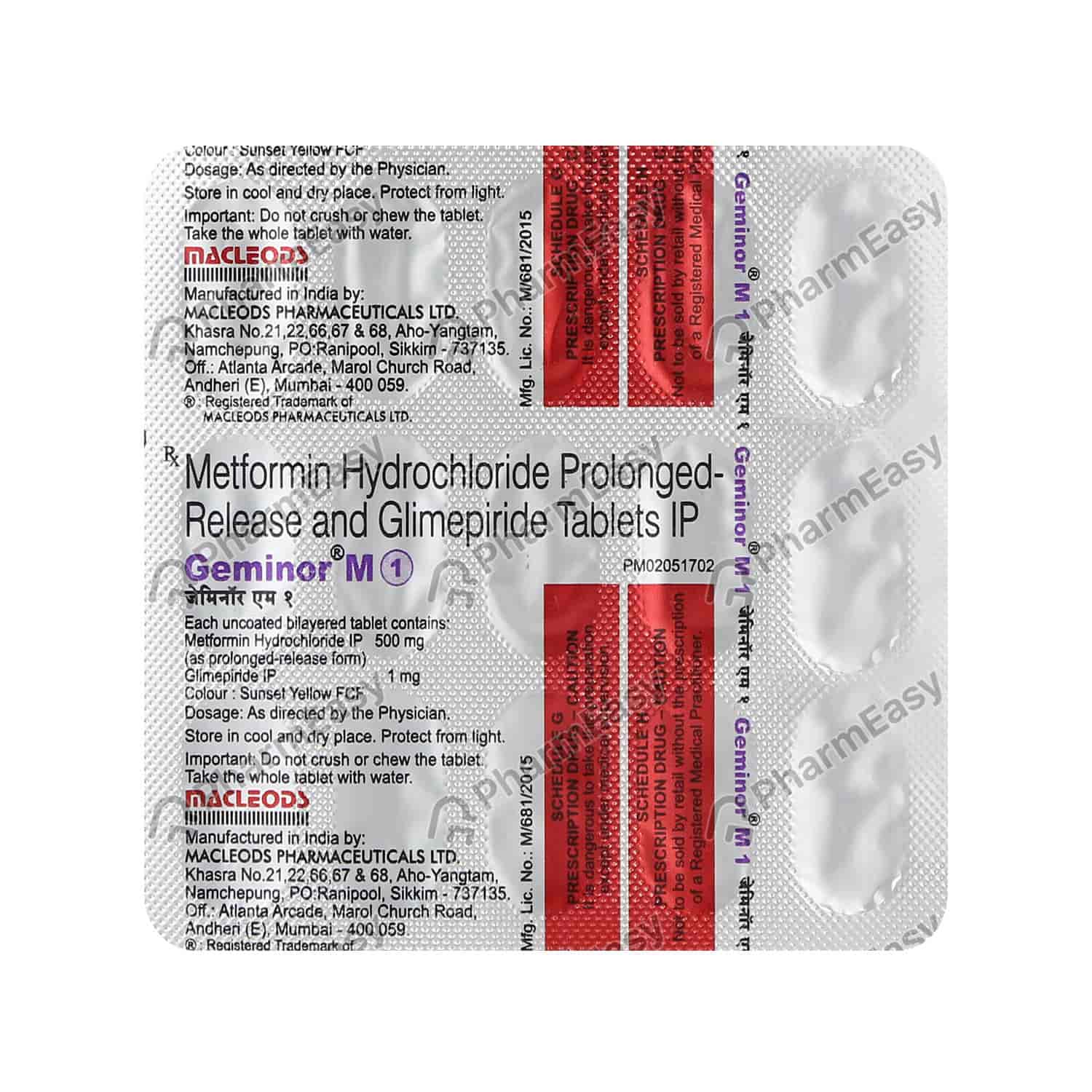 Geminor M1 Tab 15`S - Uses, Side Effects, Dosage, Composition & Price ...