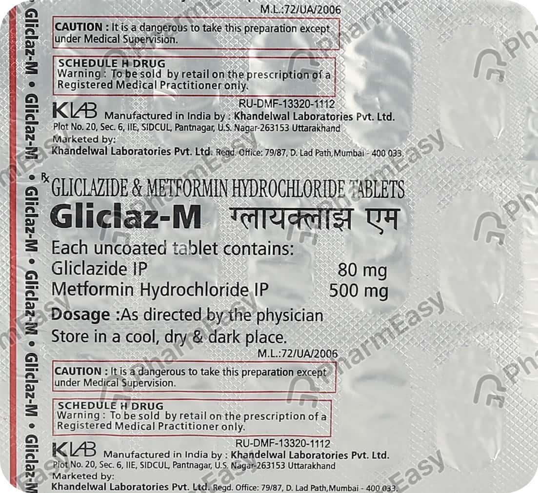 Gliclaz M Strip Of 15 Tablets: Uses, Side Effects, Price & Dosage ...