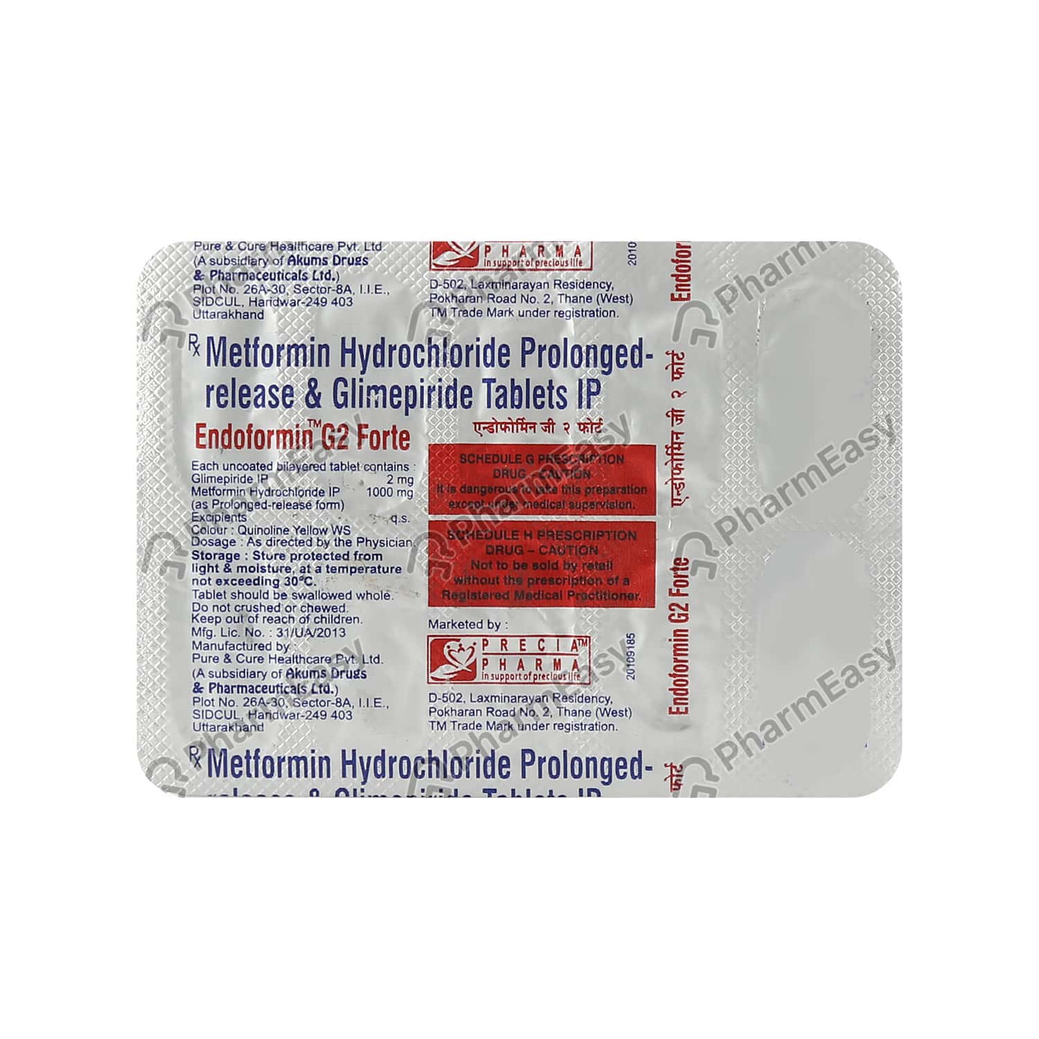 Endoformin G2 Forte Tab - Uses, Side Effects, Dosage, Composition ...