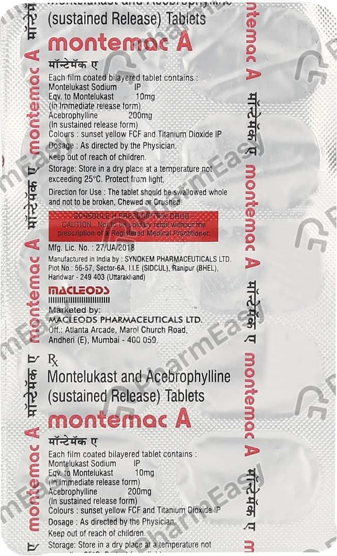 Buy Montemac A Strip Of 10 Tablets Online at Flat 15% OFF | PharmEasy