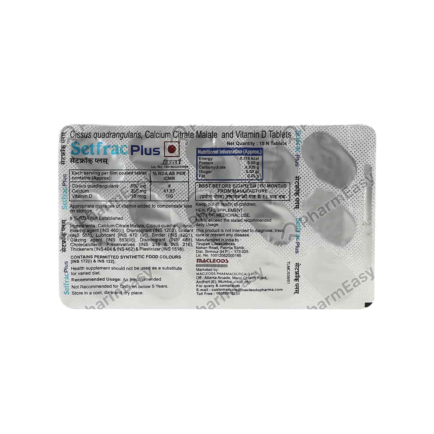 Buy Setfrac Plus Strip Of 15 Tablets Online at Flat 18% OFF* | PharmEasy
