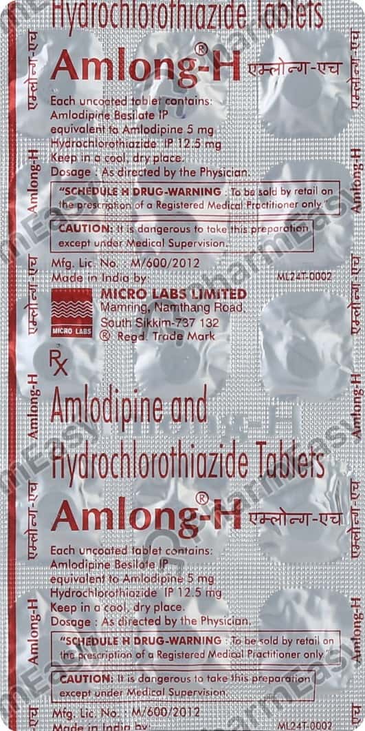 Amlong H Strip Of 15 Tablets: Uses, Side Effects, Price & Dosage ...