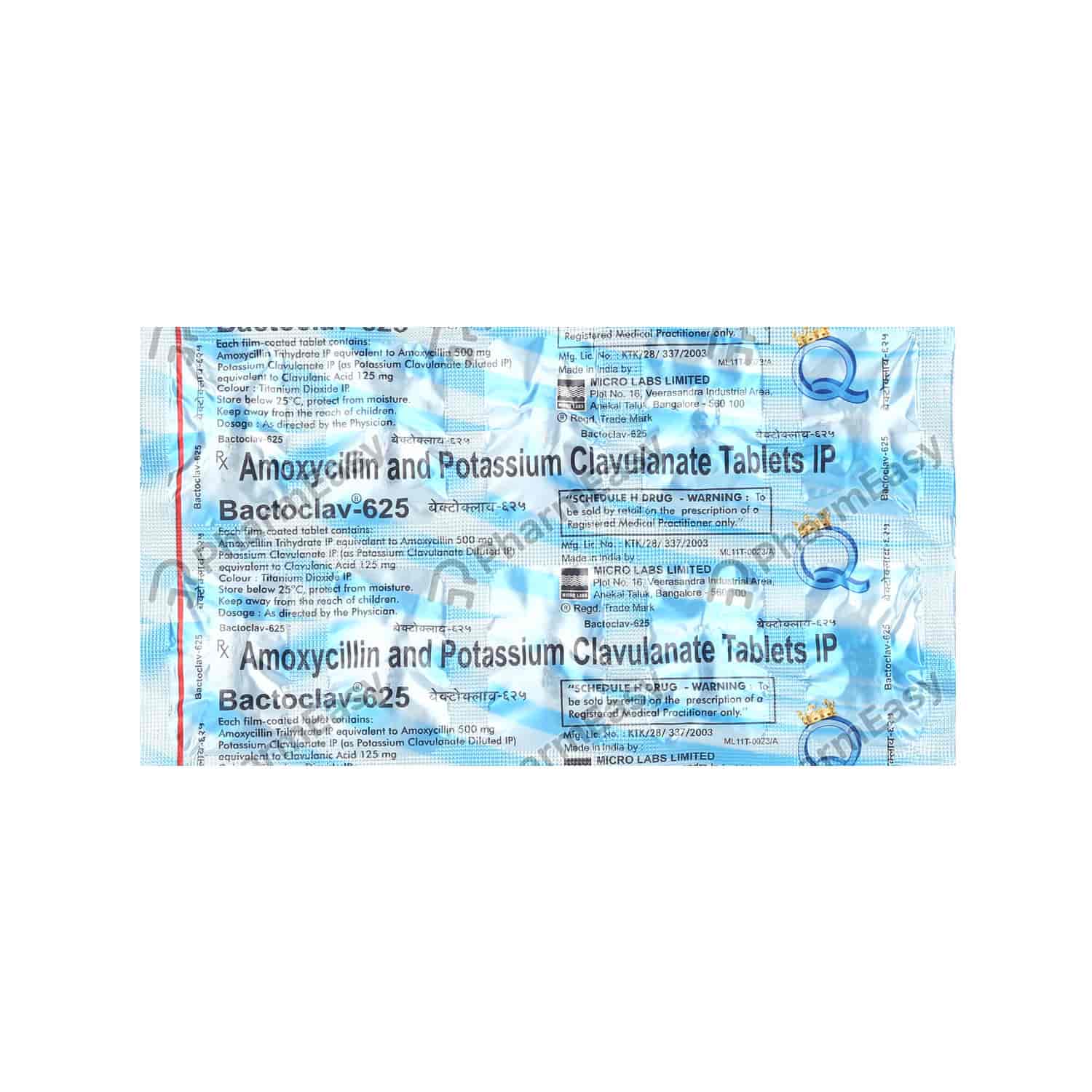 Bactoclav 625mg Tab 10`S - Uses, Side Effects, Dosage, Composition ...