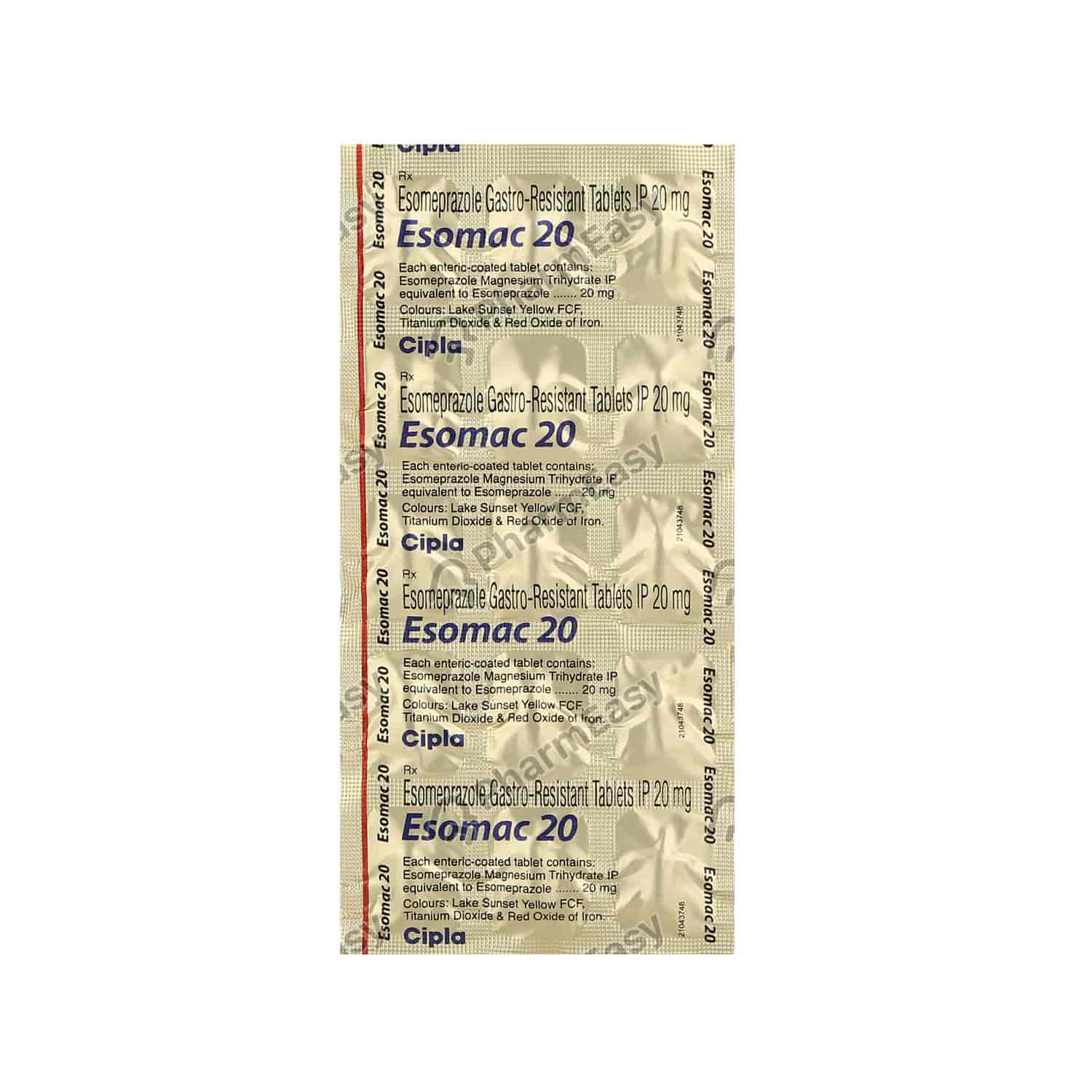 Esomac 20mg Tab 15`S - Uses, Side Effects, Dosage, Composition & Price ...