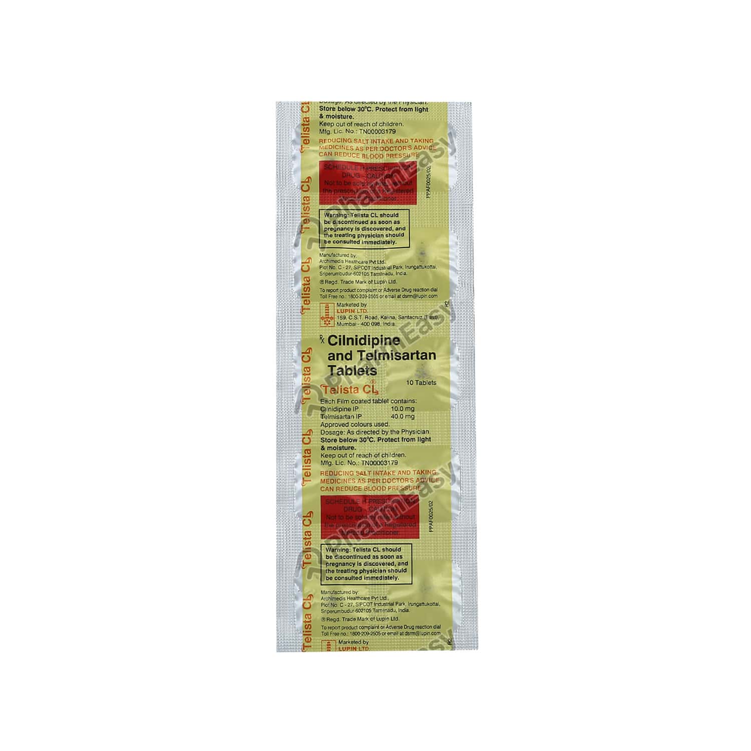 Buy Telista Cl 40/10mg Tablet Online at Flat 18% OFF* | PharmEasy