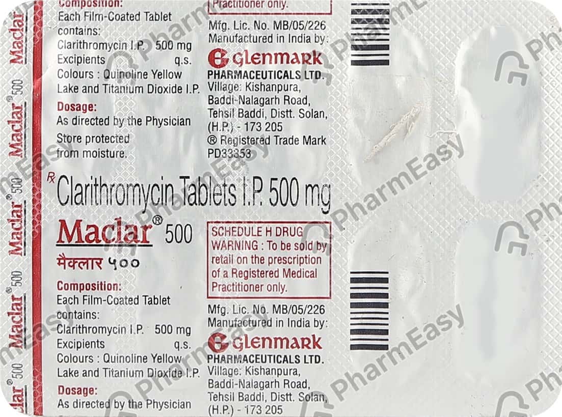 Maclar 500 MG Tablet (10): Uses, Side Effects, Price, Dosage ...