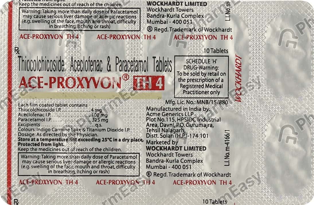 Ace Proxyvon Th 4mg Strip Of 10 Tablets: Uses, Side Effects, Price ...