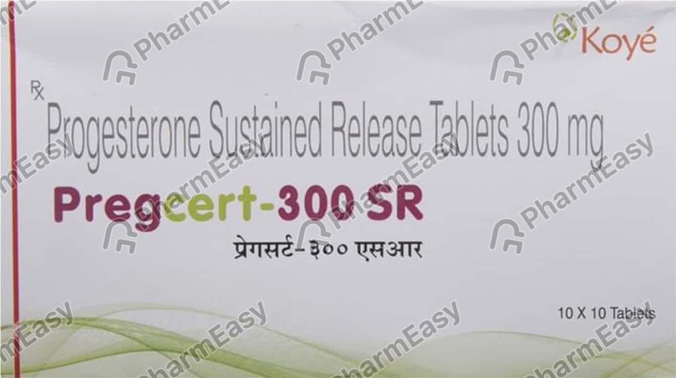 Pregcert Sr 300 MG Tablet (10): Uses, Side Effects, Price & Dosage ...