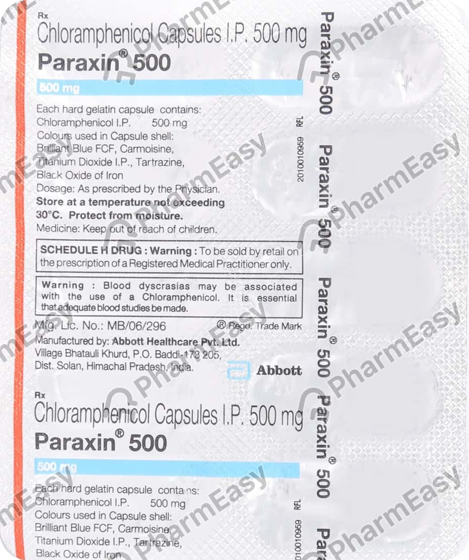 Paraxin 500 MG Capsule (10): Uses, Side Effects, Price & Dosage | PharmEasy