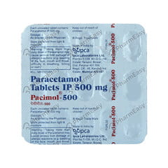 Pacimol 500 MG Tablet (15) - Uses, Side Effects, Dosage, Composition ...