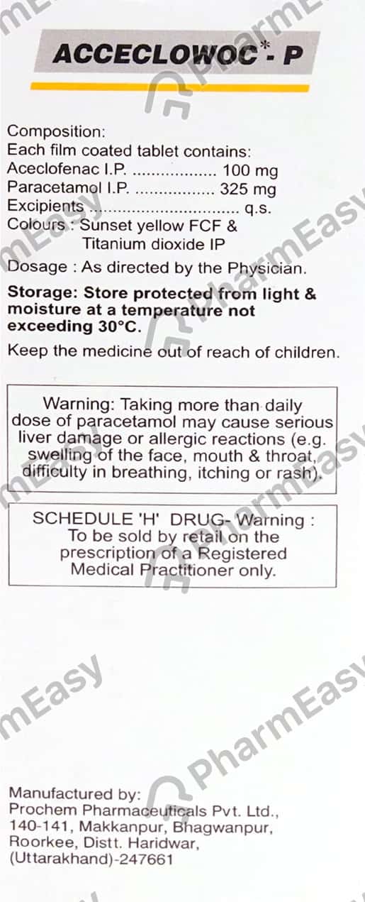Acceclowoc P Strip Of 10 Tablets: Uses, Side Effects, Price & Dosage ...