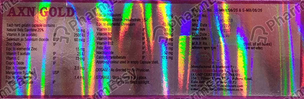 Buy Axn Gold Strip Of 10 Capsules Online at Flat 15% OFF | PharmEasy