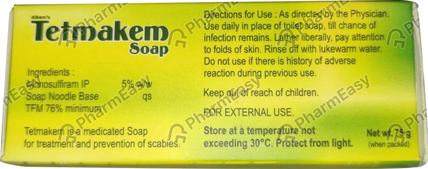 Tetmakem 5 %W/W Soap (75): Uses, Side Effects, Price & Dosage | PharmEasy