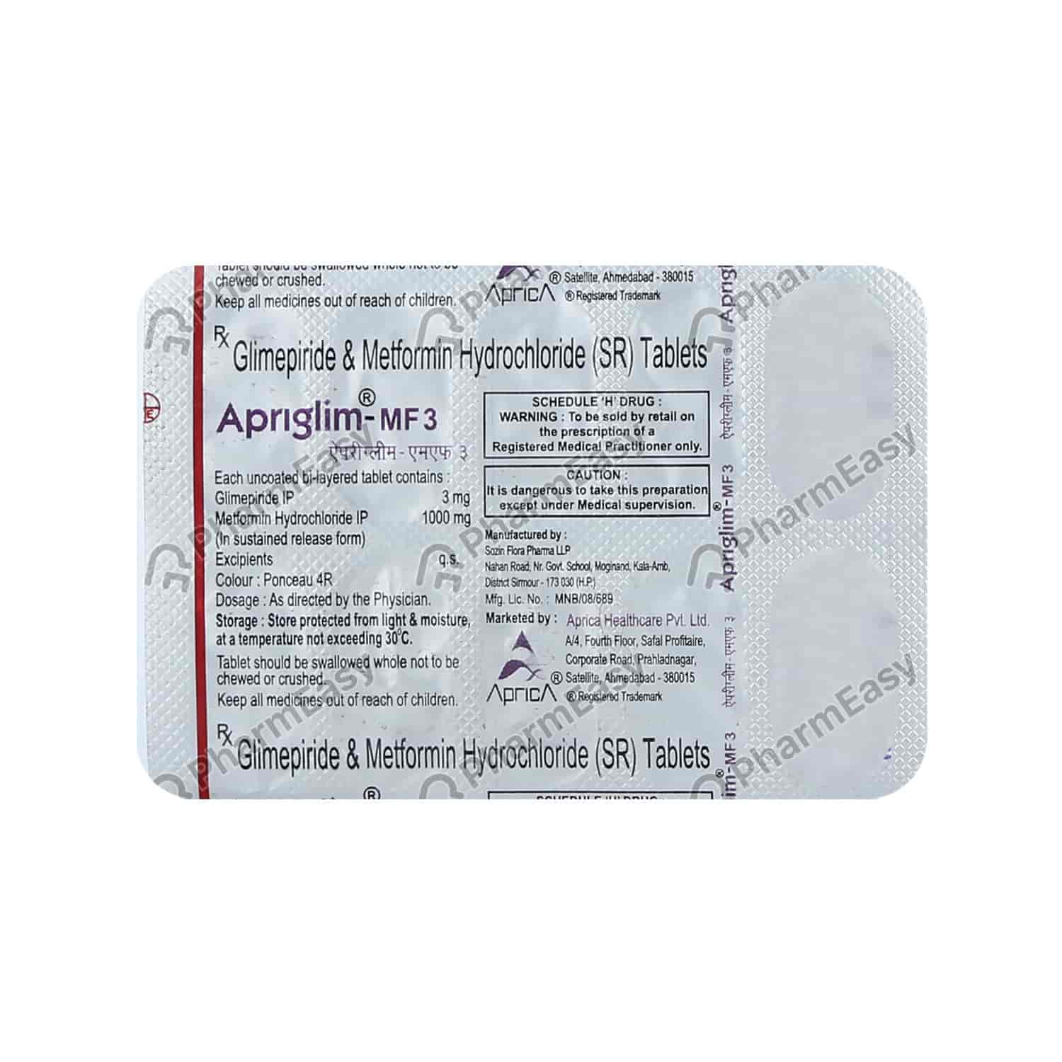 Apriglim Mf 3mg Tablet 10'S - Uses, Side Effects, Dosage, Composition ...