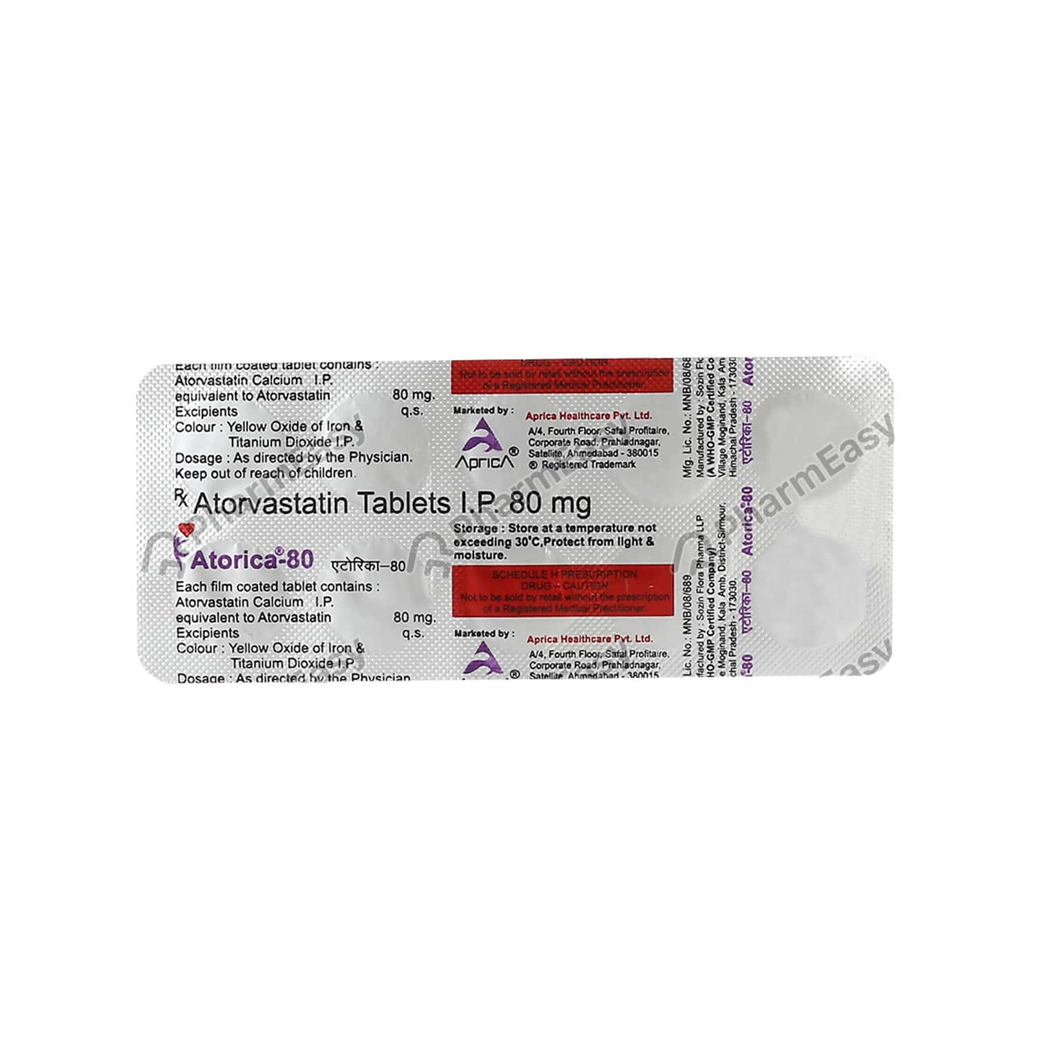 Atorica 80 MG Tablet (10): Uses, Side Effects, Price & Dosage | PharmEasy