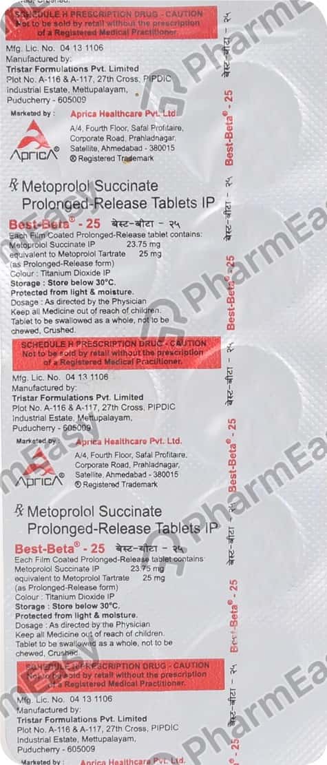 Best Beta 25 MG Tablet (10): Uses, Side Effects, Price & Dosage | PharmEasy