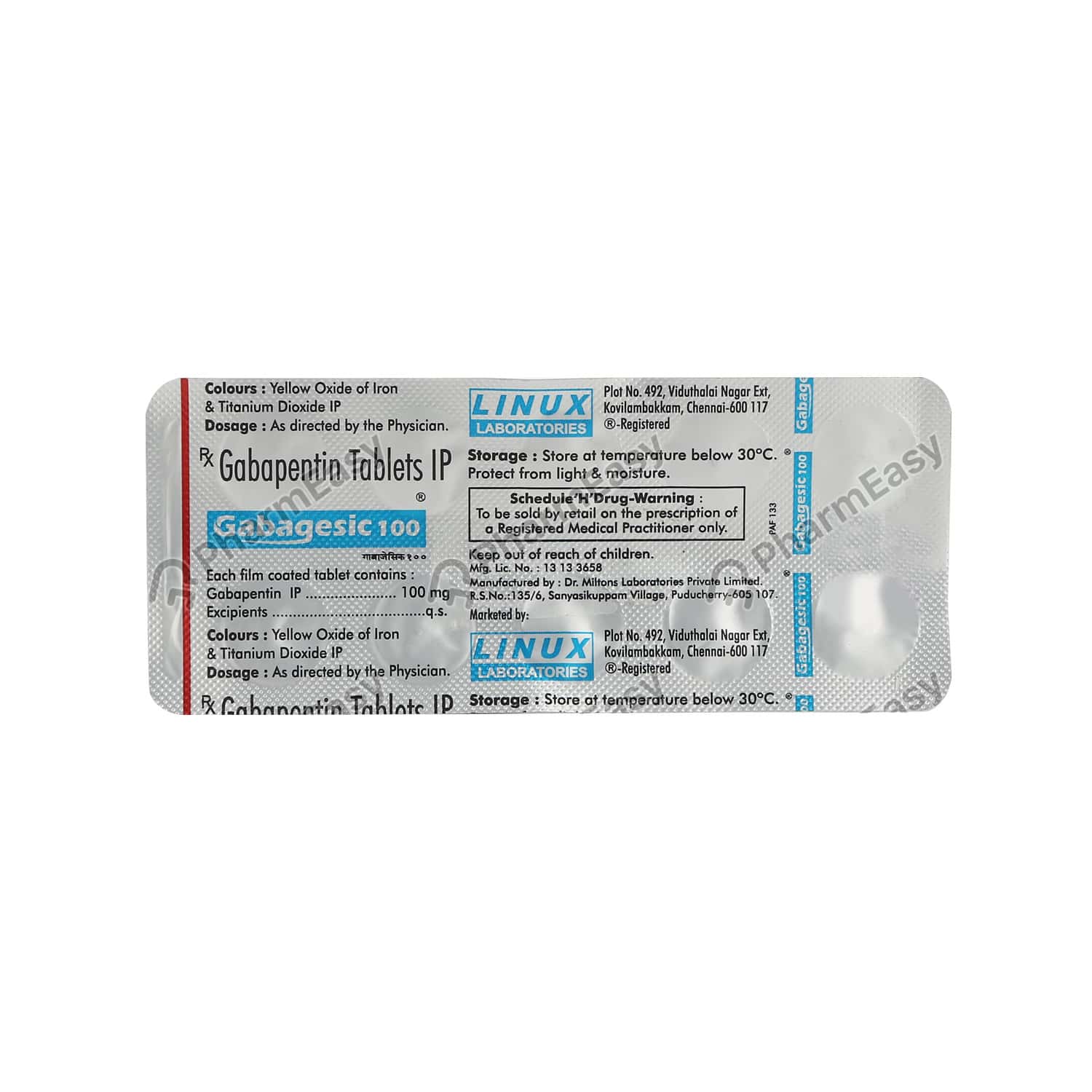 Gabagesic 100 MG Tablet (10) - Uses, Side Effects, Dosage, Composition ...