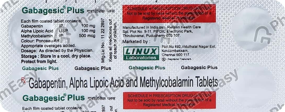 Buy Gabagesic Plus Strip Of 10 Tablets Online at Flat 15% OFF | PharmEasy